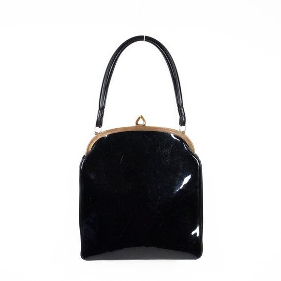 Vintage 50s Black Patent Top Handle Bag by Ingber: ha… - Gem