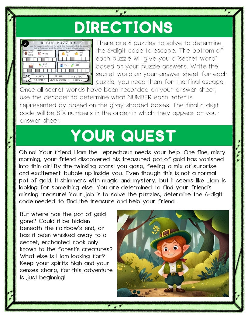 St. Patrick's Day Escape Room Party Kit: A Thrilling Adventure for Kids ...