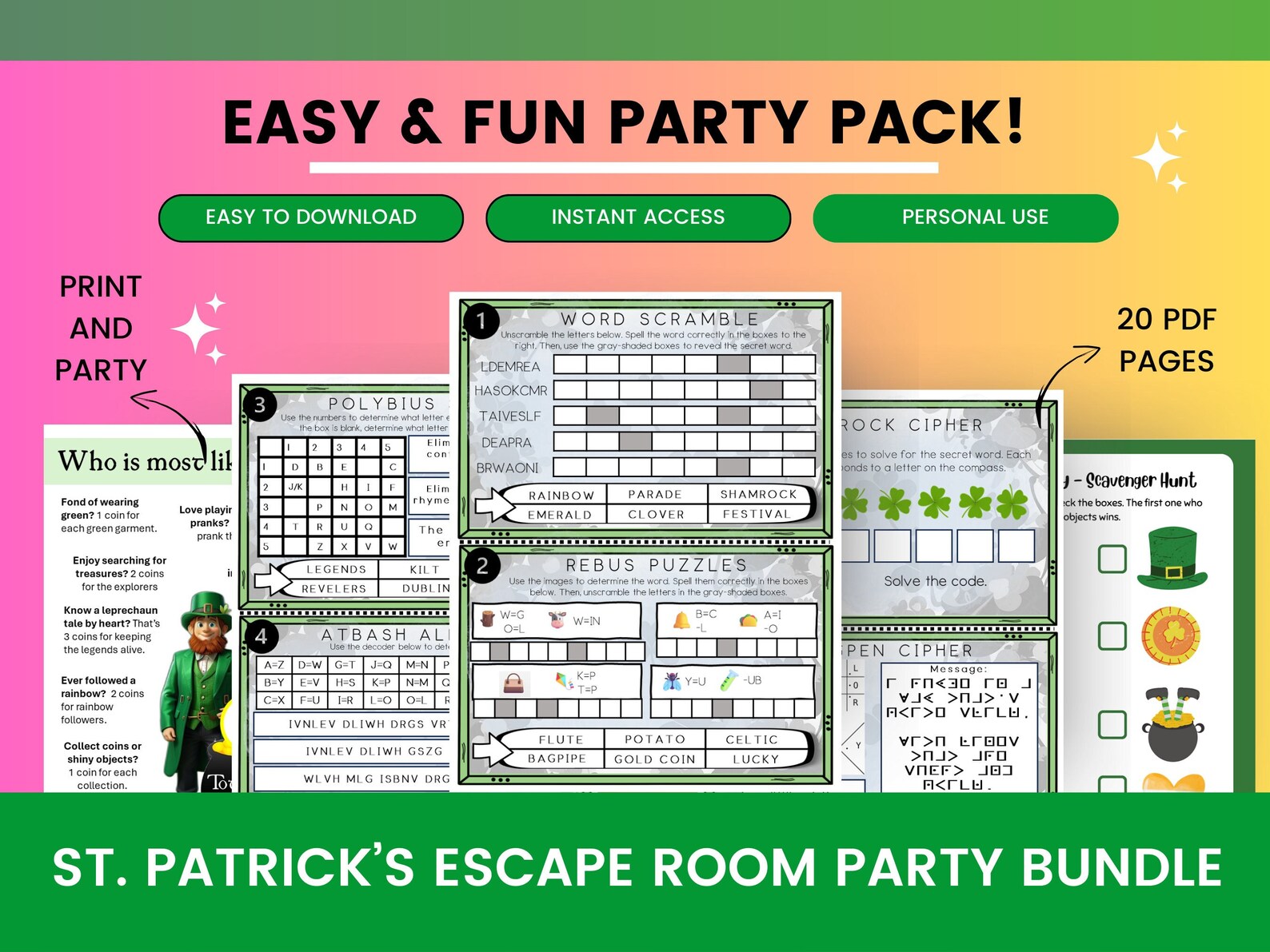 St. Patrick's Day Escape Room Party Kit: A Thrilling Adventure for Kids ...
