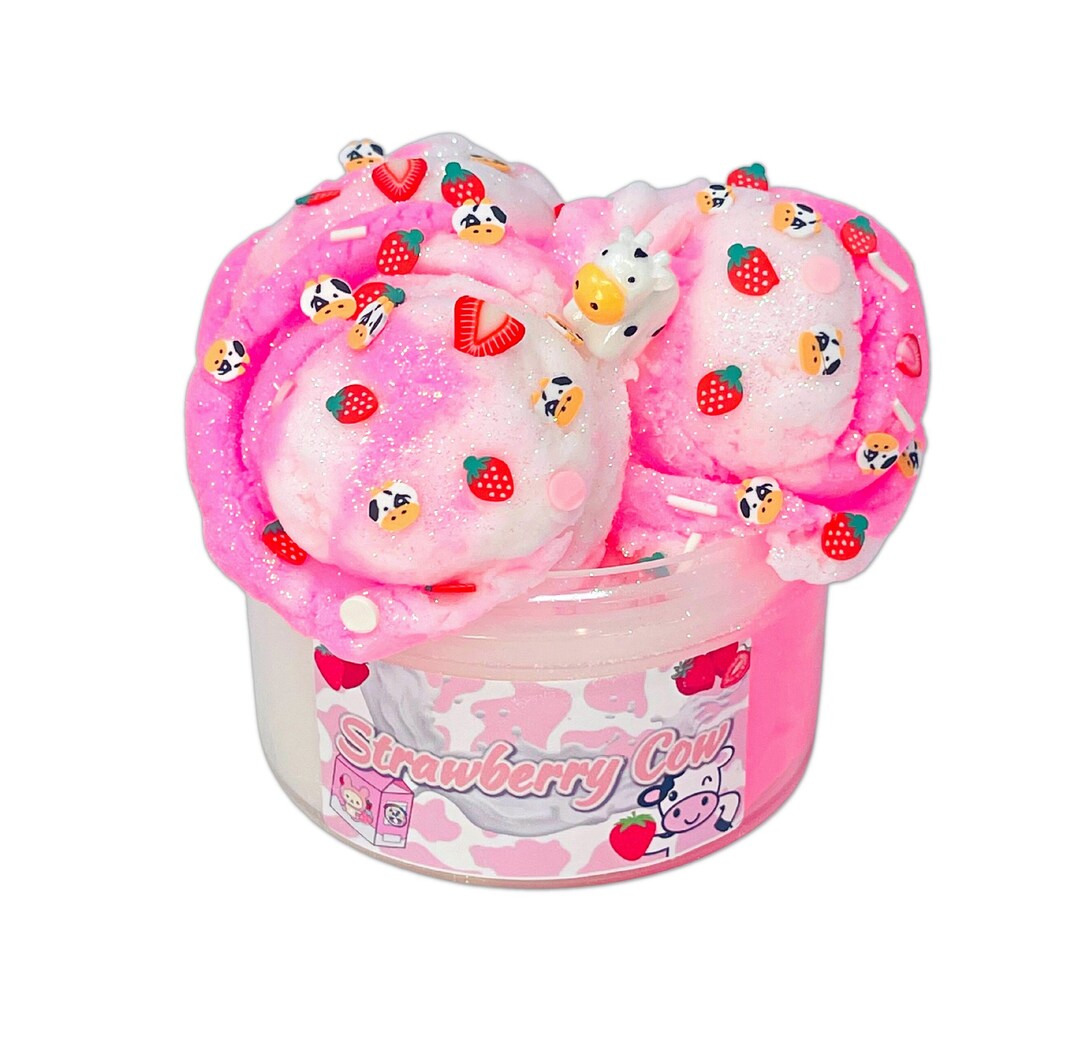 Strawberry Cow Ice Cream Cloud Slime Scented Fluffy Slime Stress Pop ...