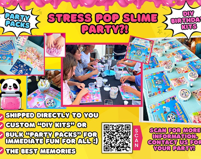 SLIME PARTY Custom Birthday Party Pack - Stress Pop Slime DIY Slime ...