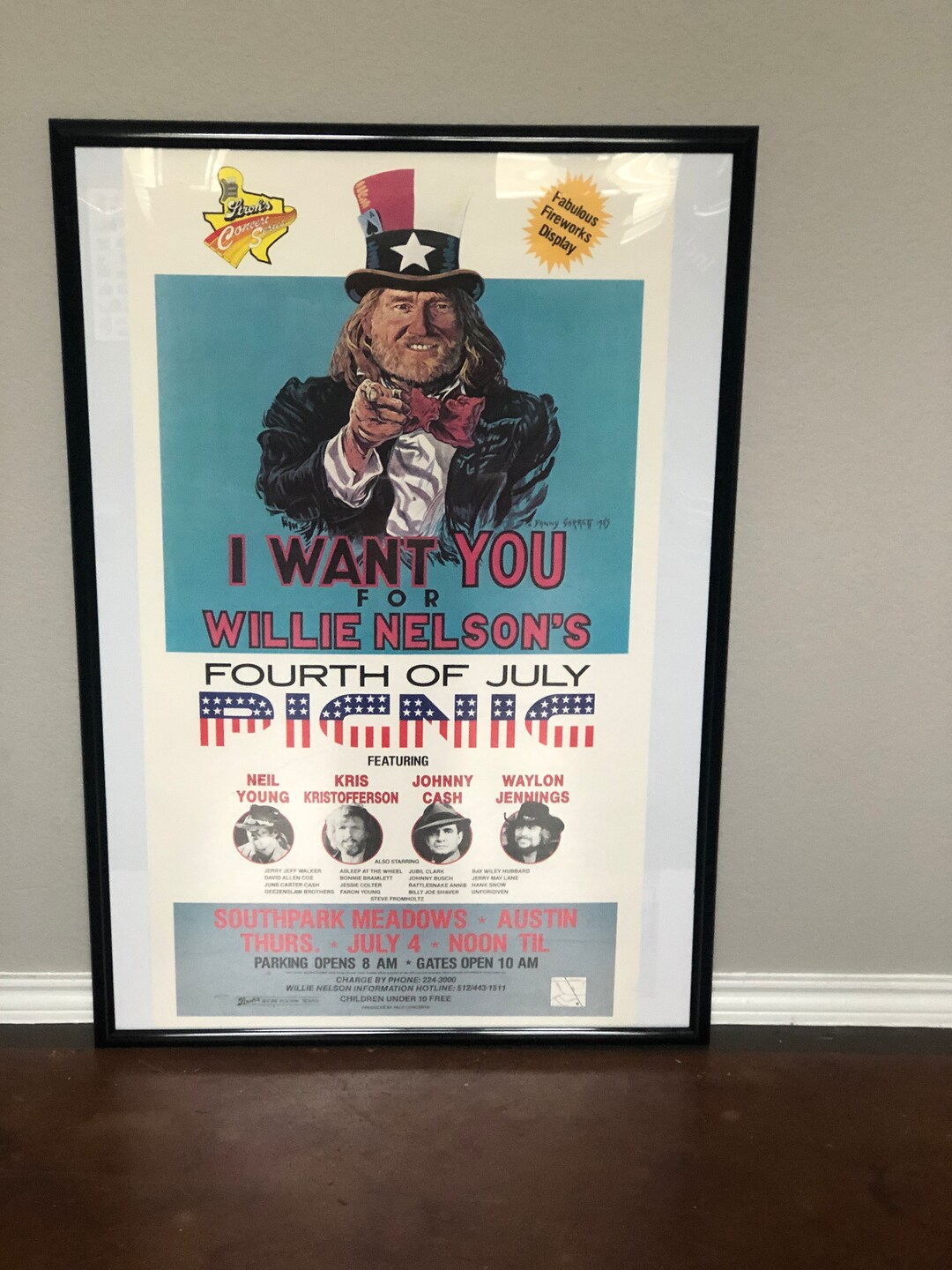 Willie Nelson Picnic Poster July 4th 1985 Austin, Tx Super Rare - Etsy