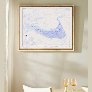 Nantucket Island Map Blueprint, Nantucket Nautical Chart, Home Decor ...