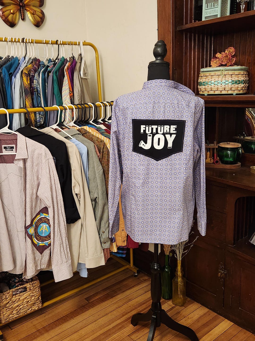 Future Joy Band Merch Upcycled on Purple Lands End Button-down - Etsy