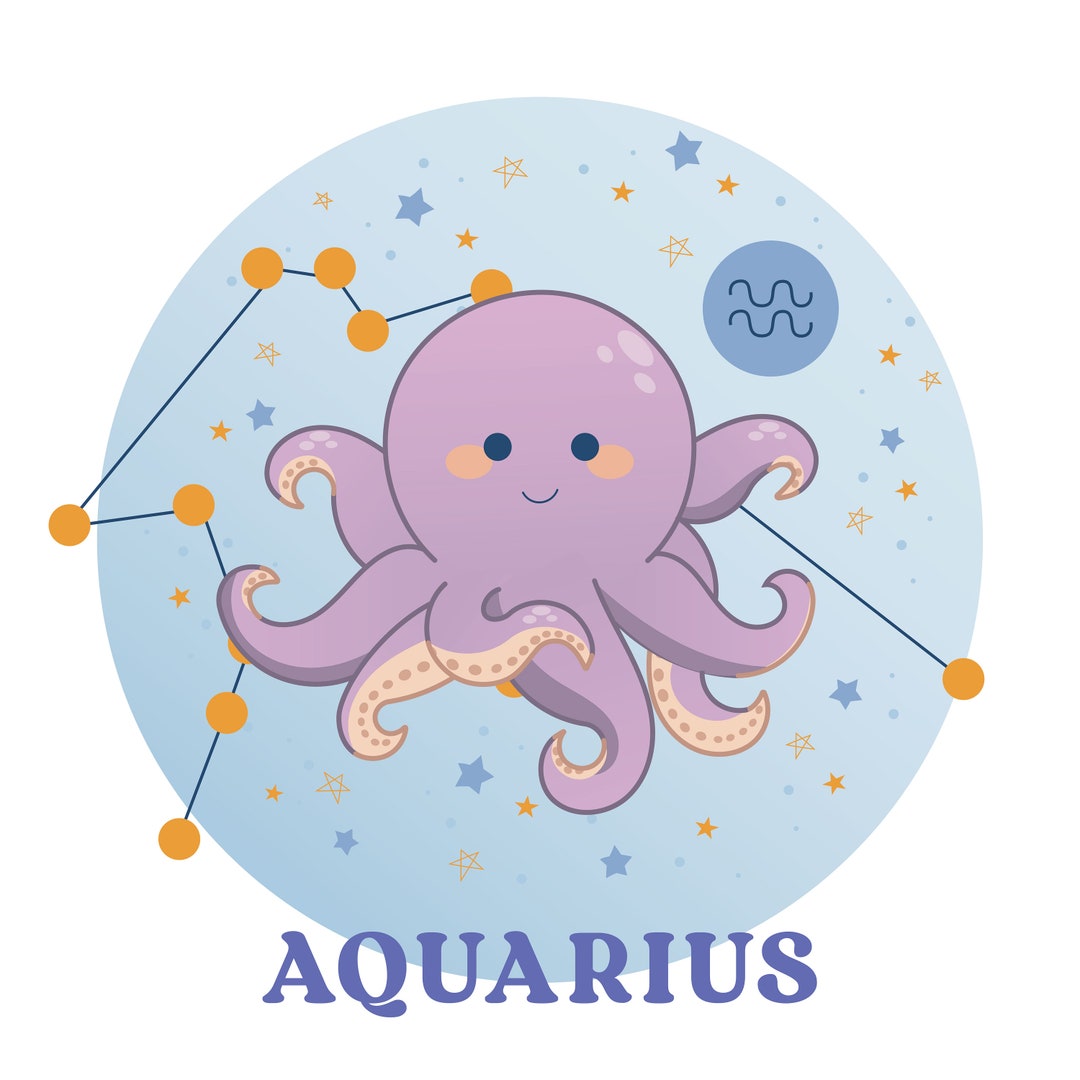 Aquarius Sticker | Zodiac Sticker | Octopus Sticker | Astrological Sign ...