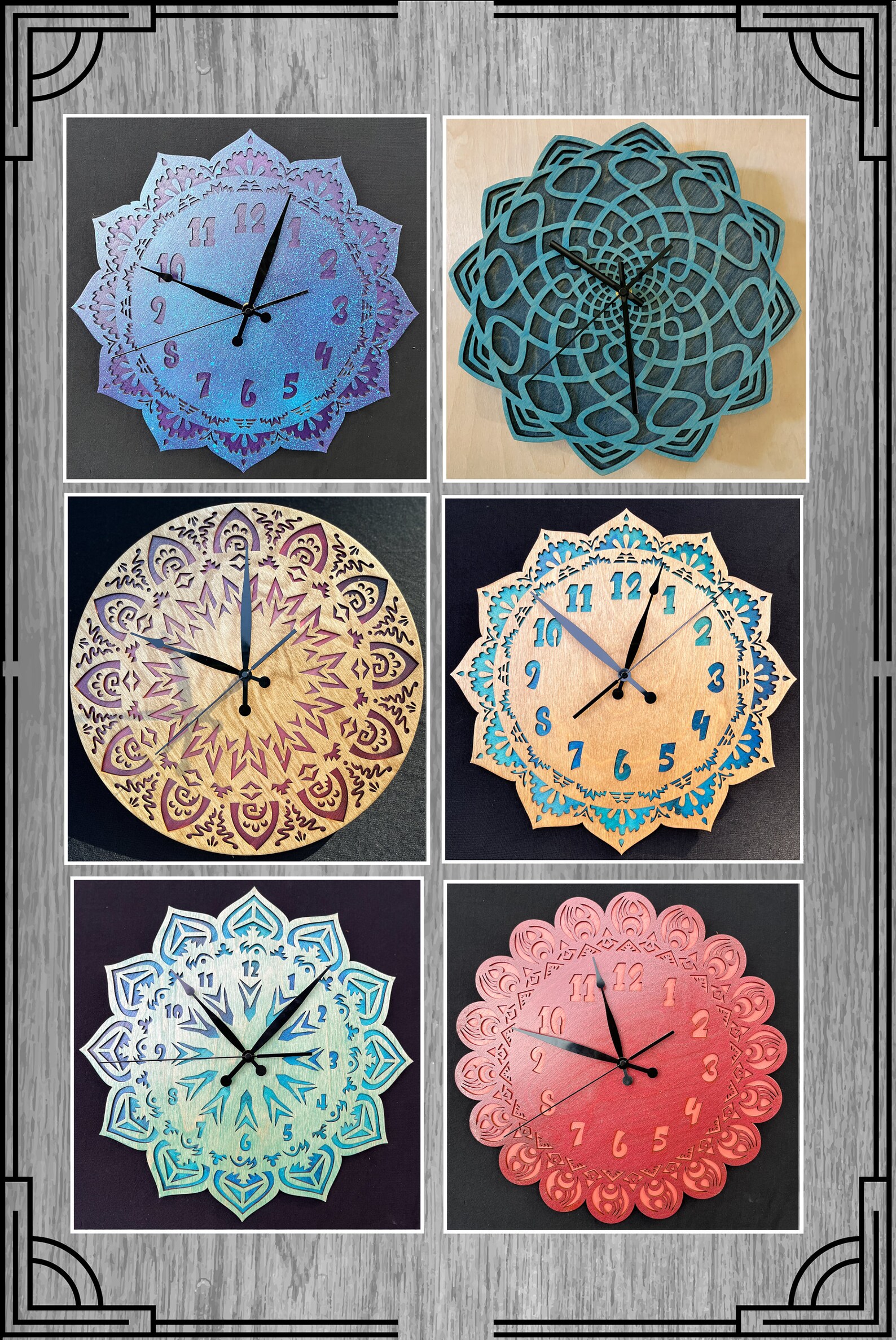 Layered Wall Clock Svg Bundle, Mandala Laser Cut Dxf Files, Cricut Svg ...