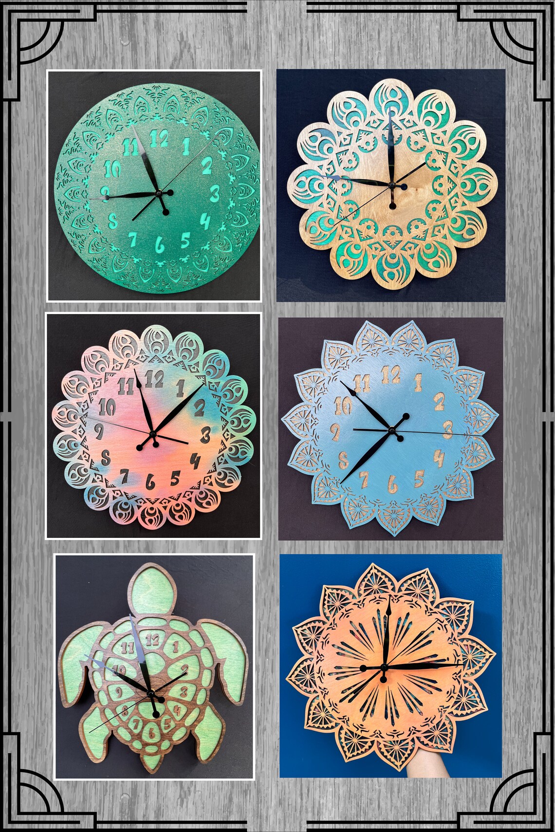 Layered Wall Clock Svg Bundle, Mandala Laser Cut Dxf Files, Cricut Svg ...