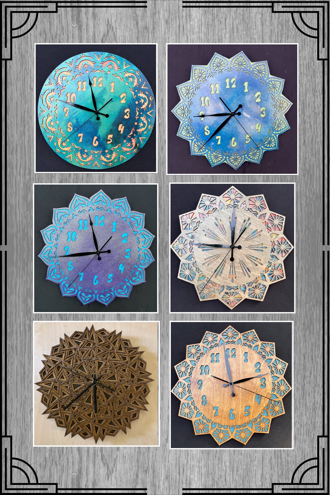 Layered Wall Clock Svg Bundle, Mandala Laser Cut Dxf Files, Cricut Svg ...