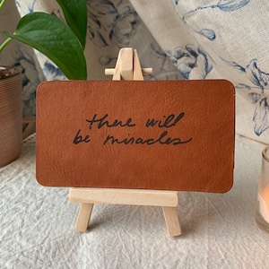 Miracles Engraved Leather Sign,inspirational Signs, Shelf Decor, Office ...