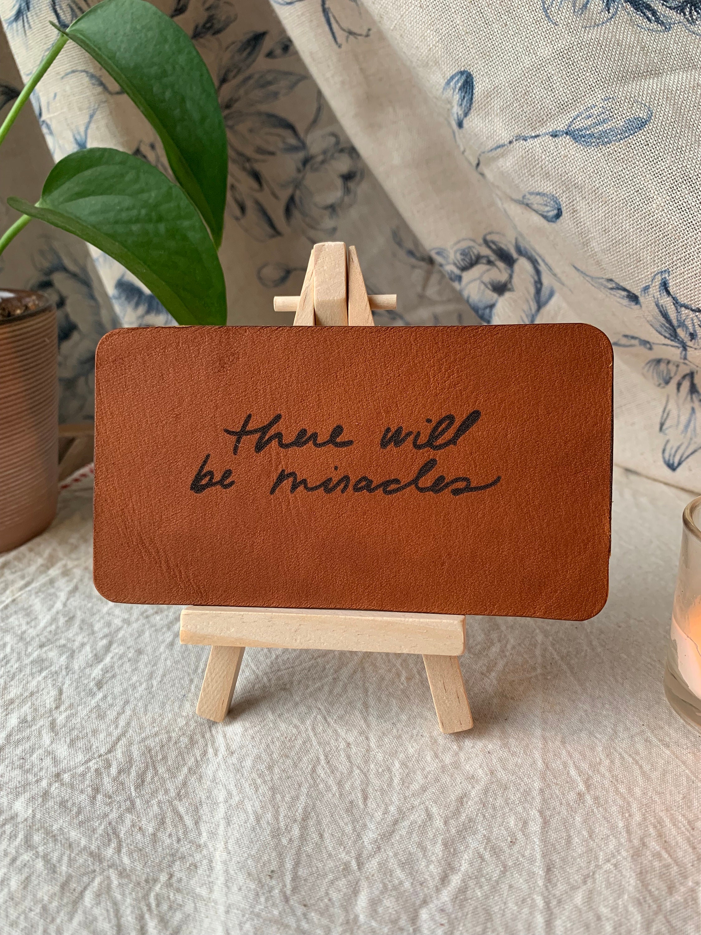 Miracles Engraved Leather Sign,inspirational Signs, Shelf Decor, Office ...