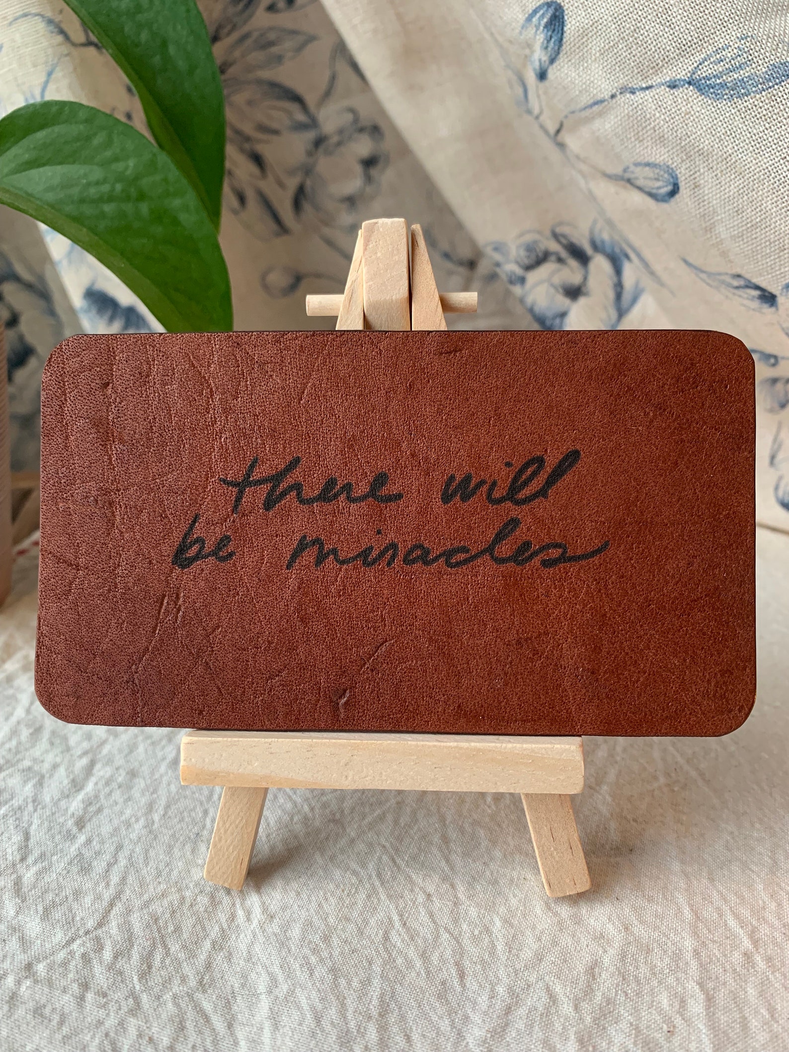 Miracles Engraved Leather Sign,inspirational Signs, Shelf Decor, Office ...