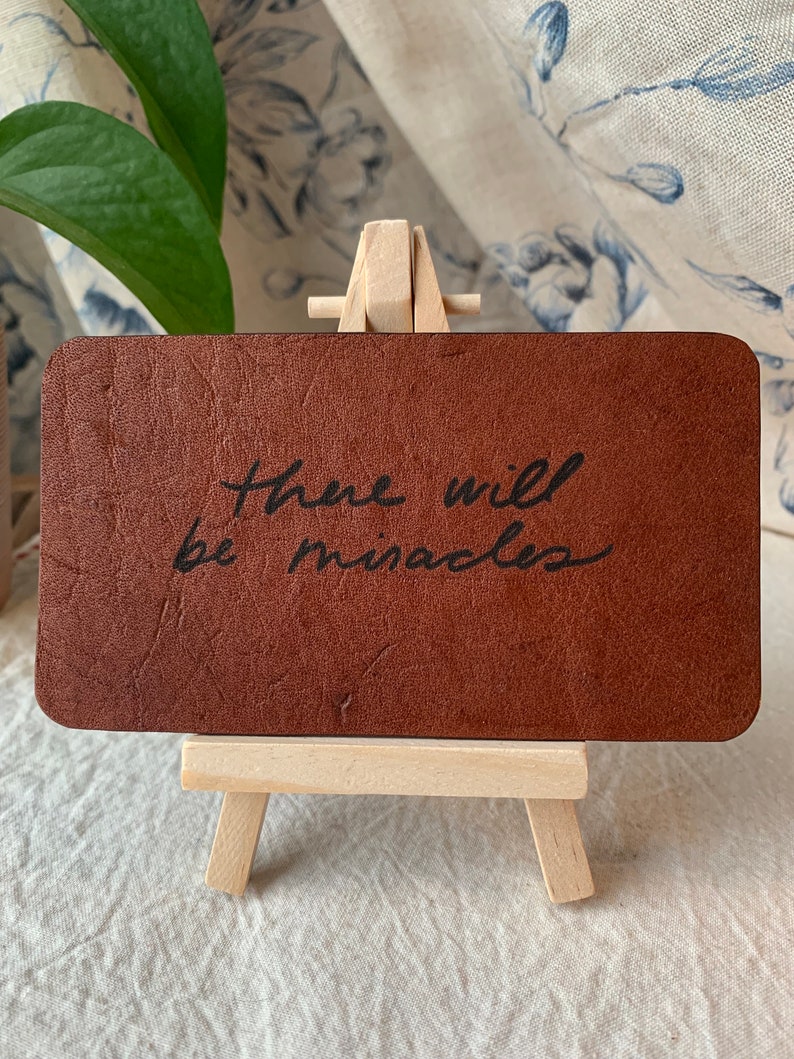 Miracles Engraved Leather Sign,inspirational Signs, Shelf Decor, Office ...