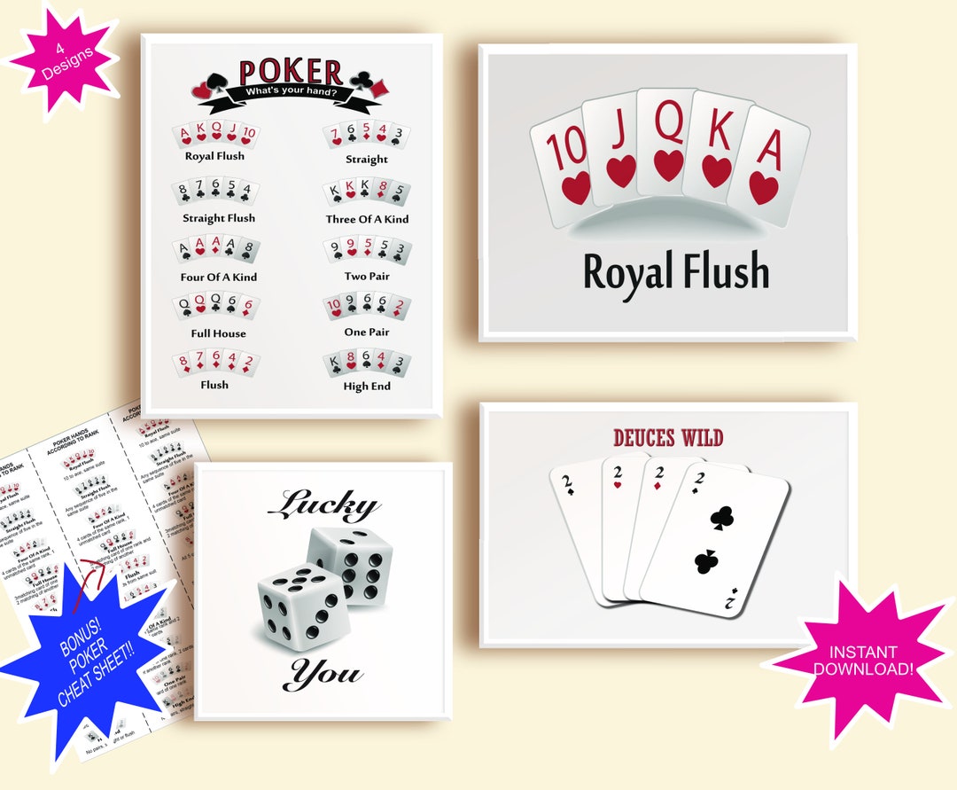 Poker Hand Ranking Poster | Instant Download | Digital JPEG 300 DPI ...