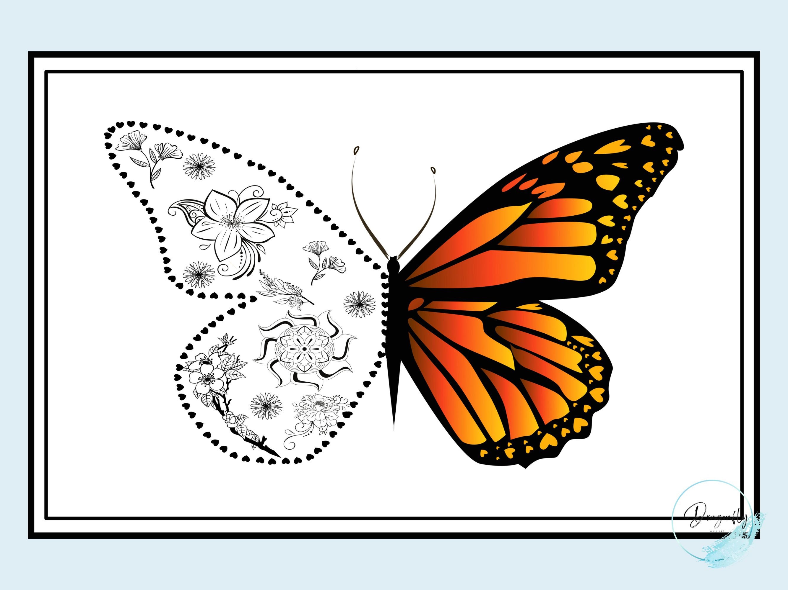 Instant Download, Digital Print, JPEG, Monarch Butterfly Flowers Poster ...