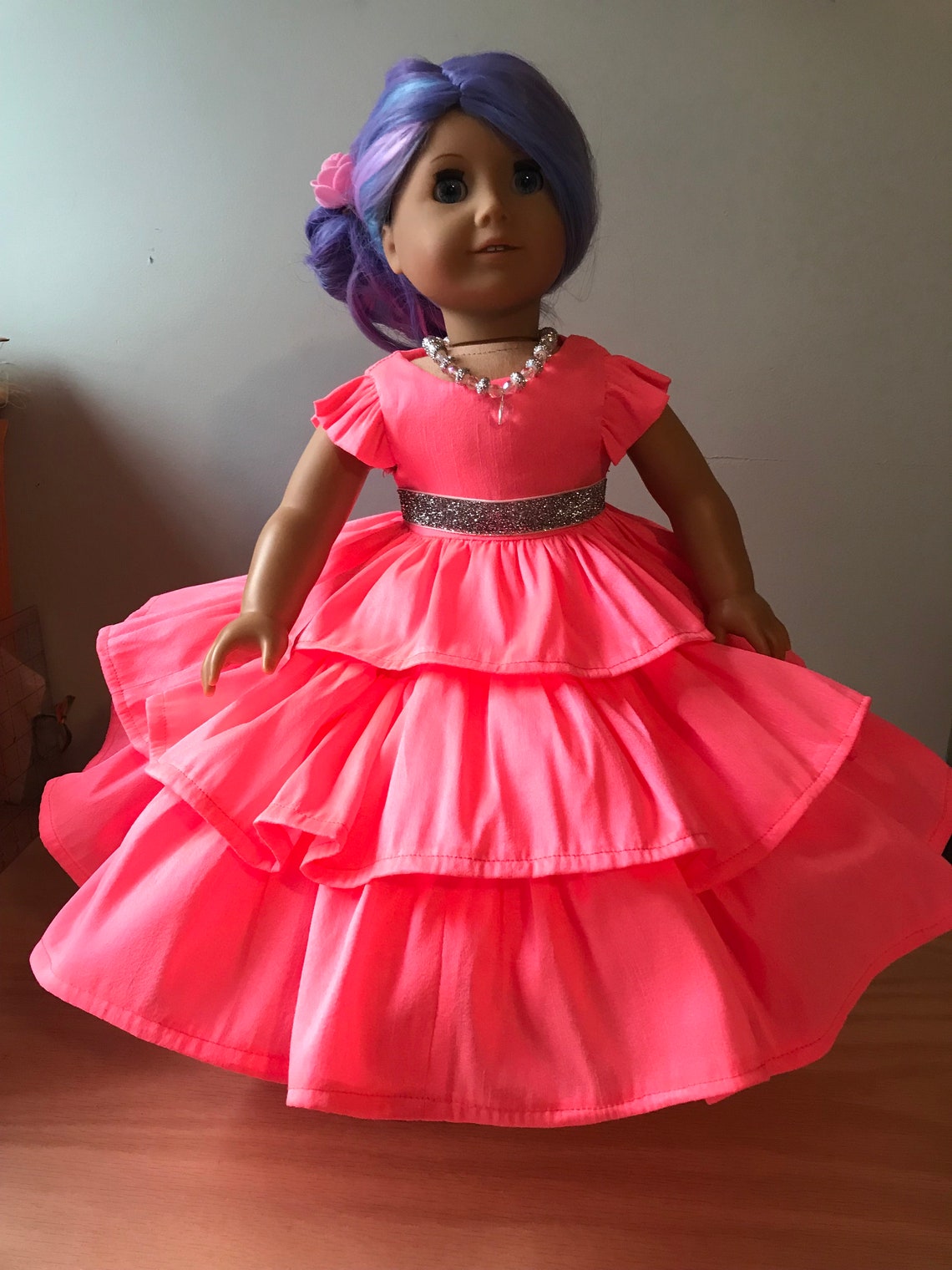Neon Pink Party Dress With Necklace and Shoes for 18” Dolls - Etsy