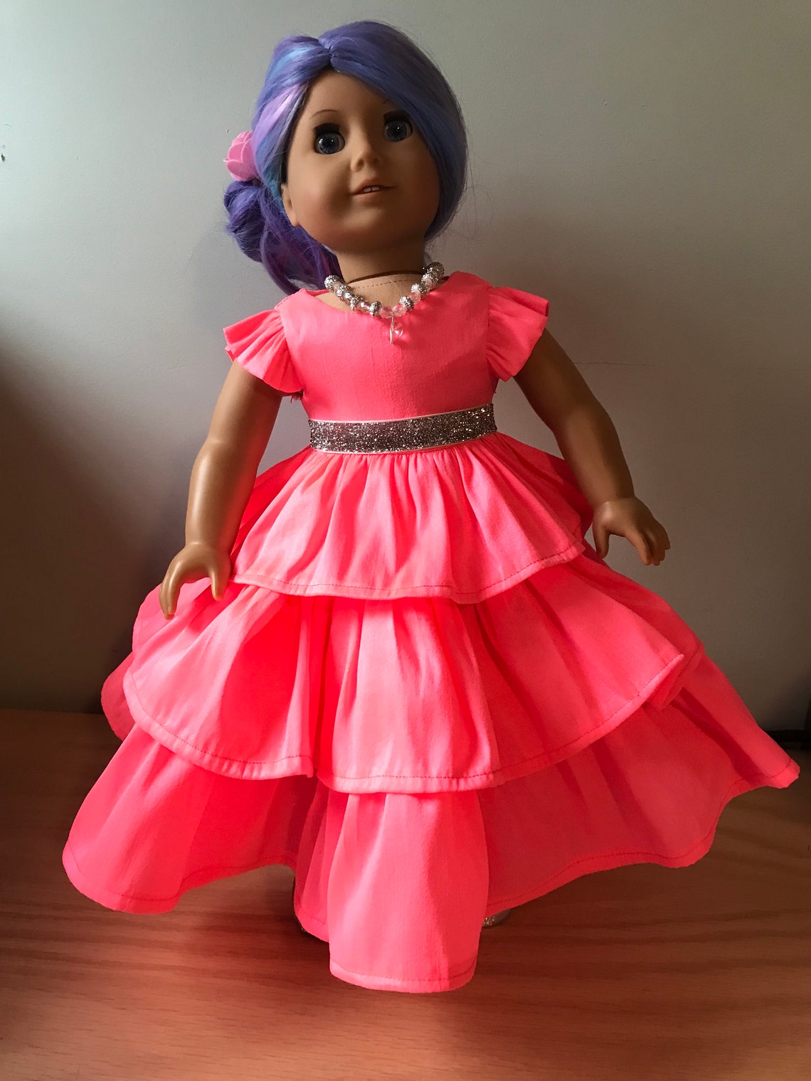 Neon Pink Party Dress With Necklace and Shoes for 18” Dolls - Etsy