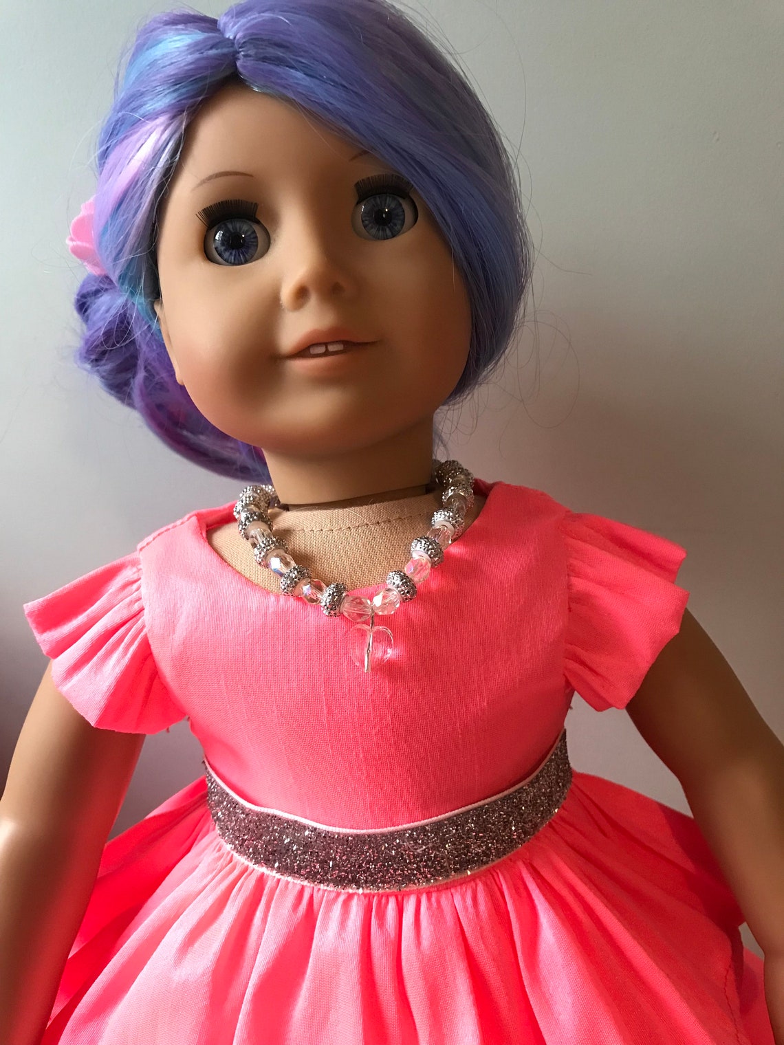 Neon Pink Party Dress With Necklace and Shoes for 18” Dolls - Etsy