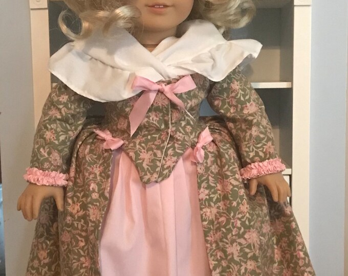 1780s Robe A L’ Anglaise for 18” Dolls, Green and Pink Spring Ensemble ...