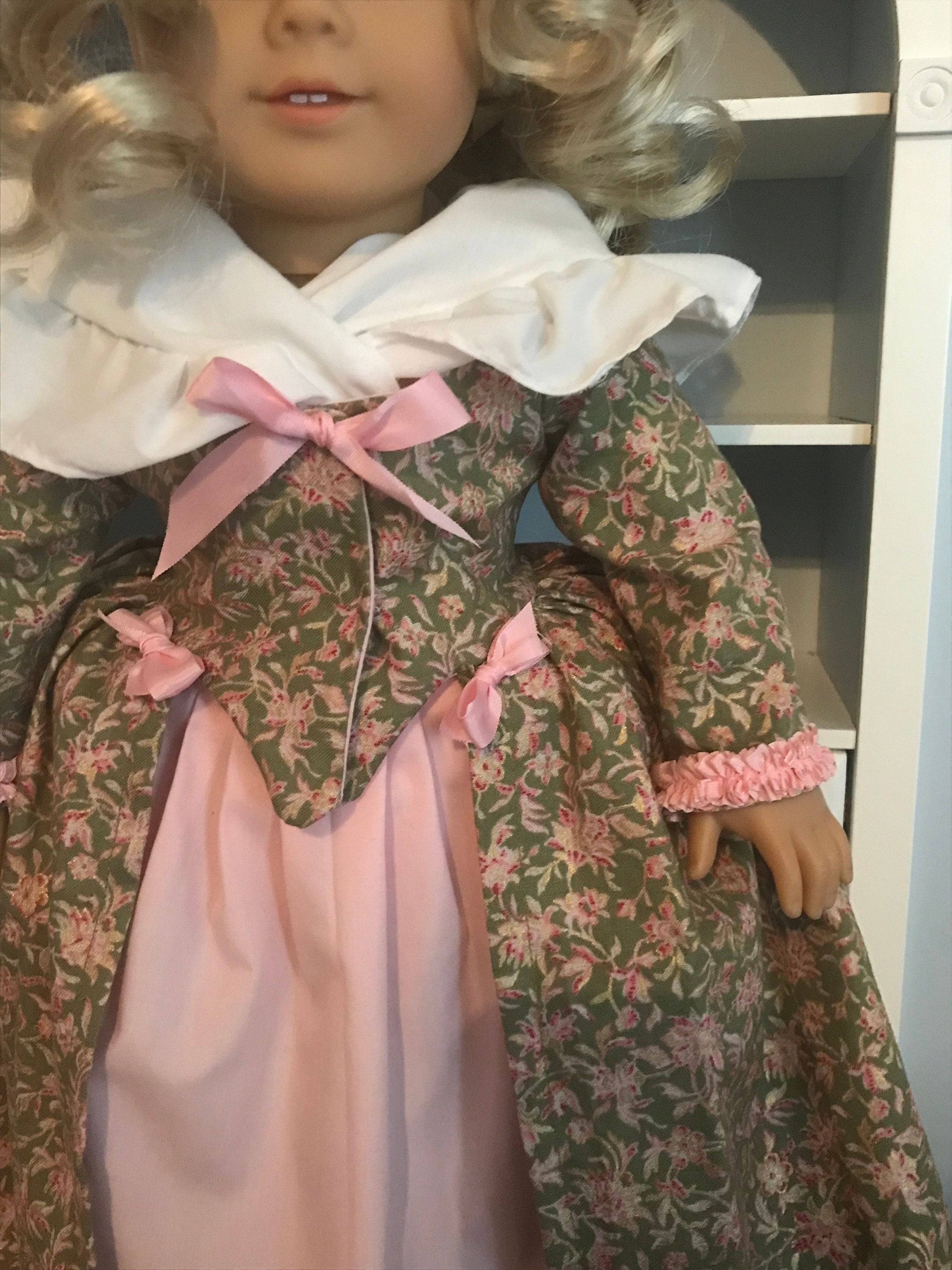 1780s Robe A L Anglaise for 18 Dolls, Green and Pink Spring Ensemble ...