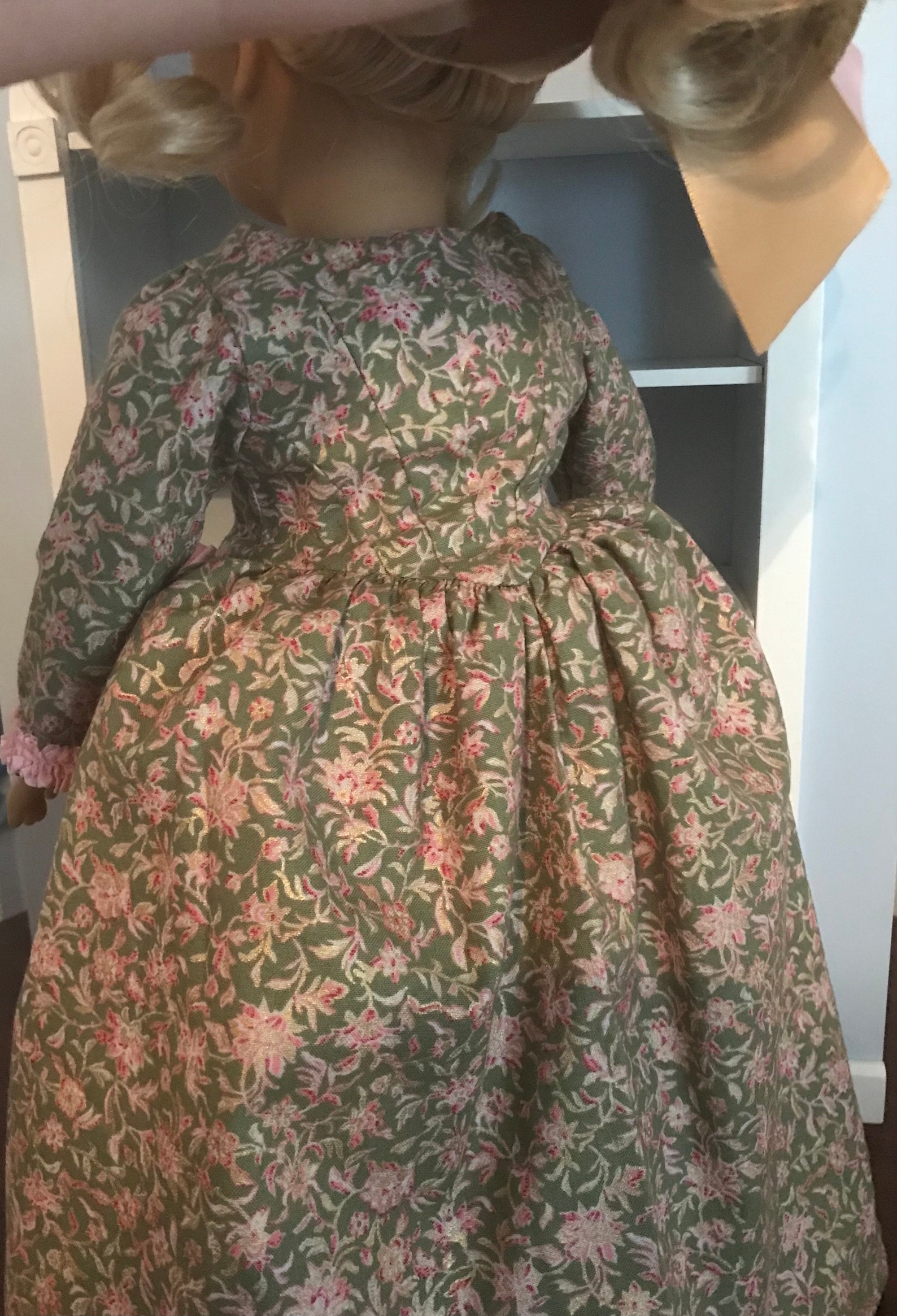 1780s Robe A L’ Anglaise for 18” Dolls, Green and Pink Spring Ensemble ...