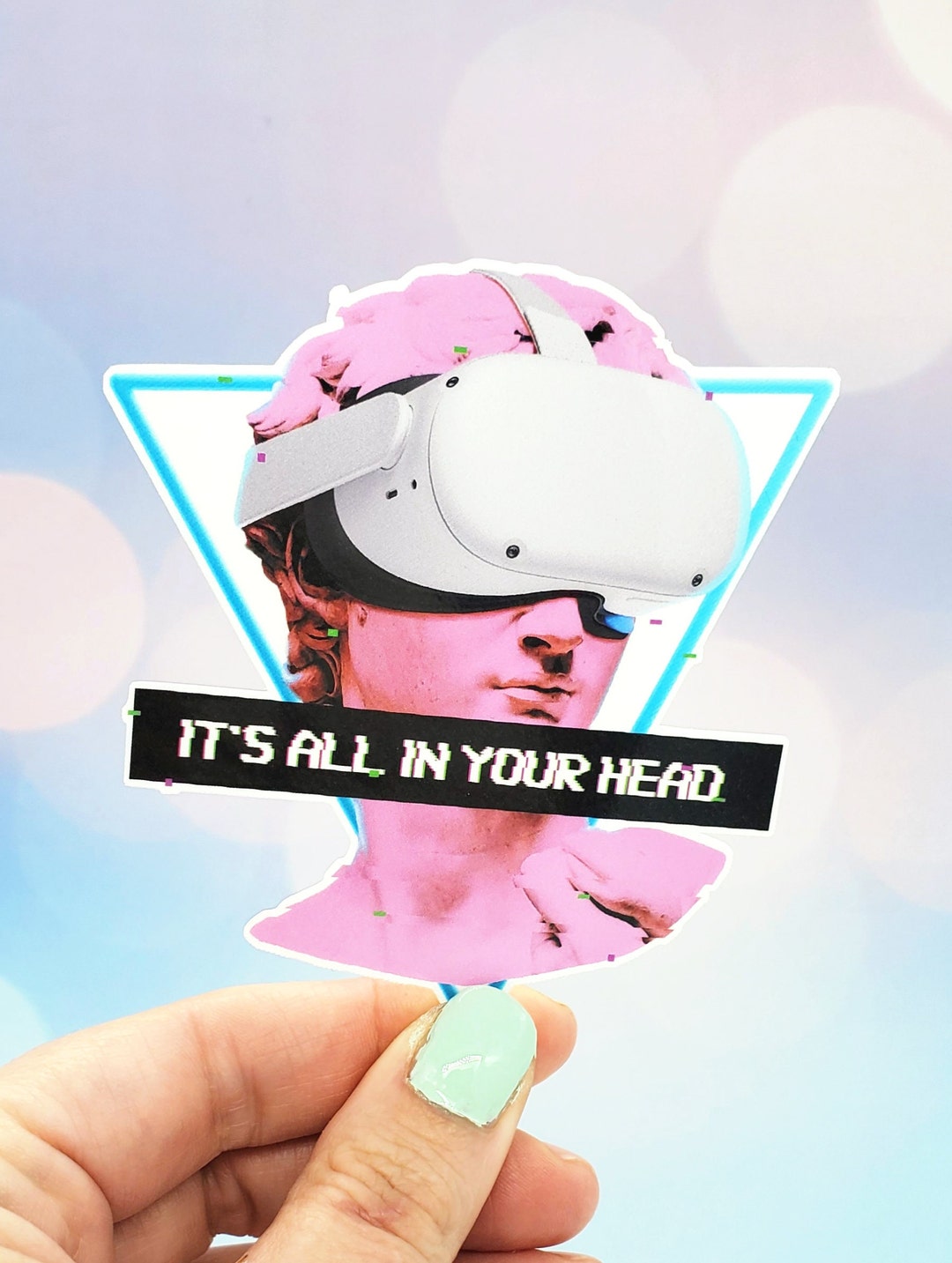 VR David Vaporwave Sticker Glitch, Synthwave Outrun Aesthetic, Neon ...