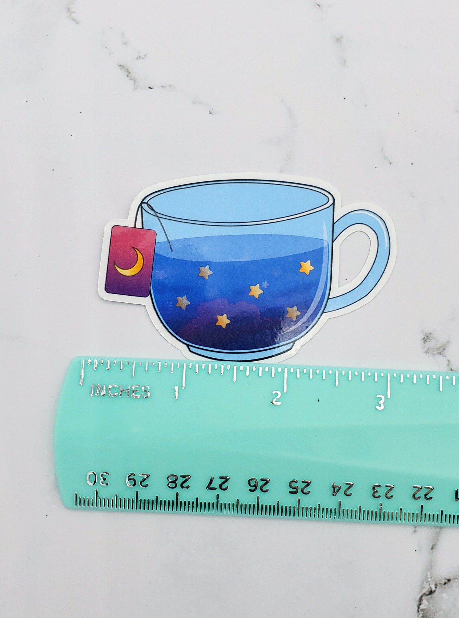 Kawaii Moon & Stars Tea Sticker Celestial Night Sky - Etsy