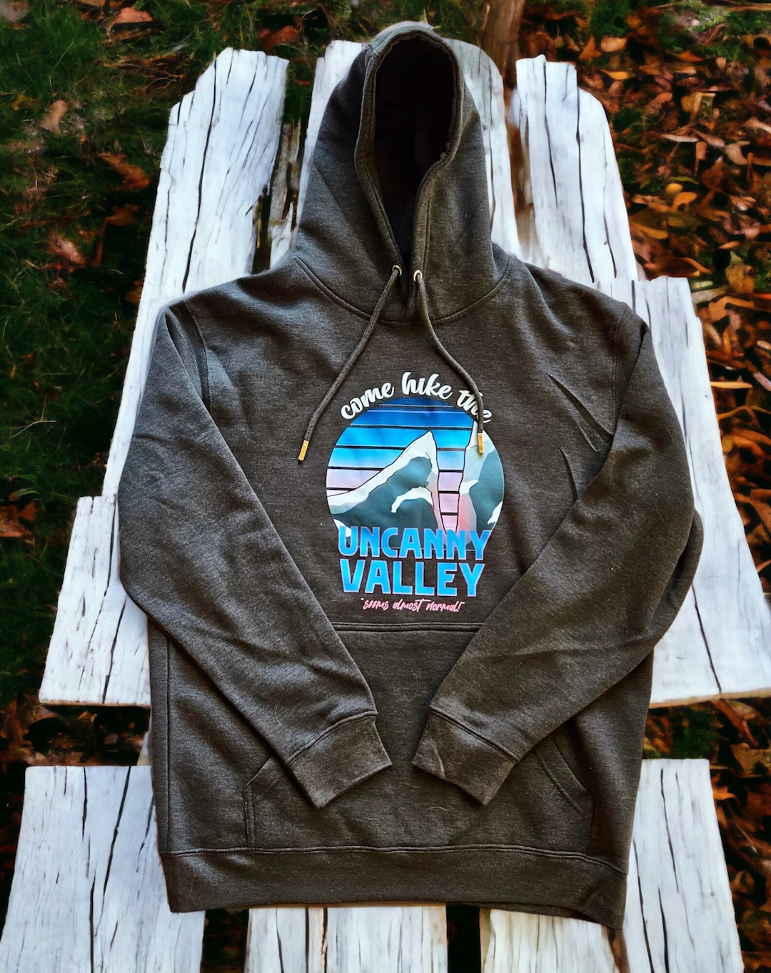 Uncanny Valley Tourism Hoodie - Heather Gray, Vintage, Retro, Weirdcore ...