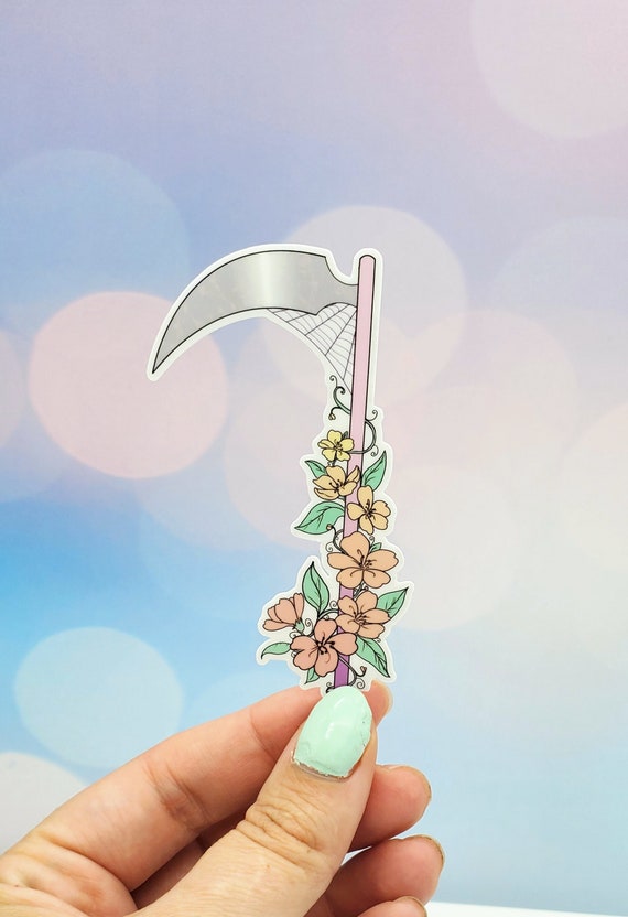 Floral Scythe Vinyl Sticker Pastel Goth Dark Cottagecore - Etsy