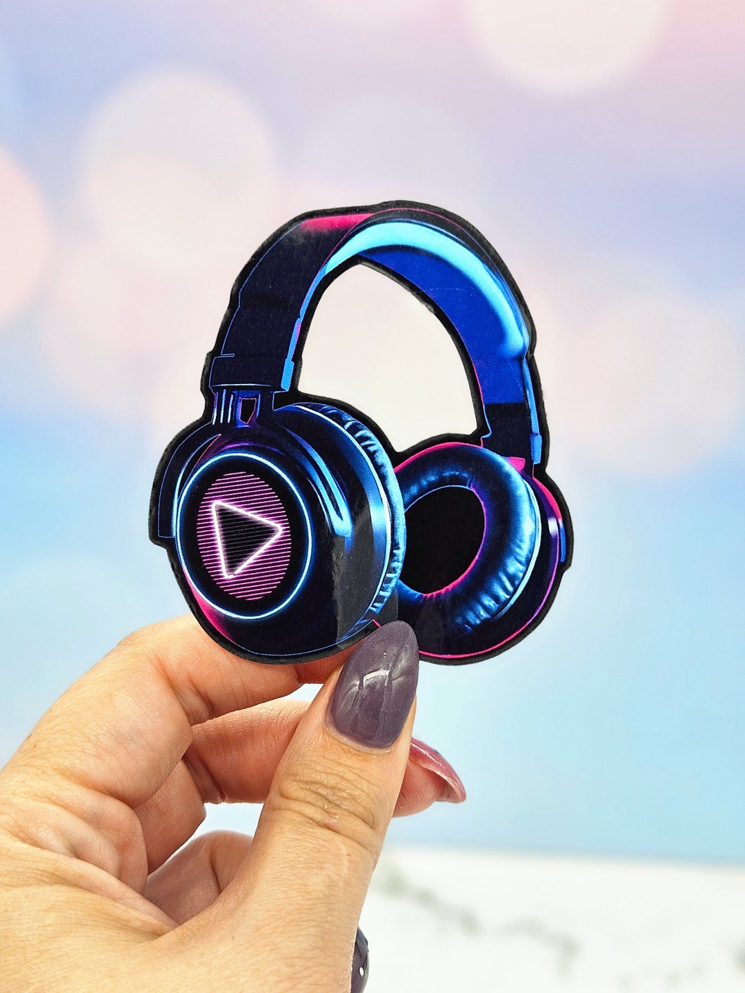 Synthwave Headphones Sticker - Vaporwave Aesthetic, 80s 90s, Neon Retro ...