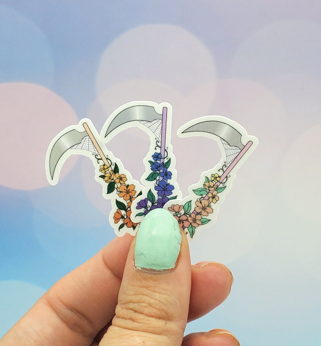 Mini Floral Scythe Tiny Stickers 9pk Pastel Goth, Halloween, Dark ...