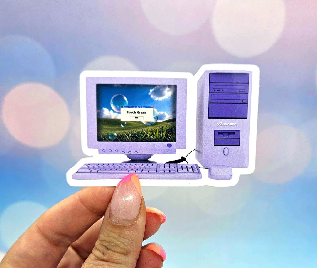 Touch Grass Sticker - Meme, Retro Computer, Y2k and 1990s, Old School ...