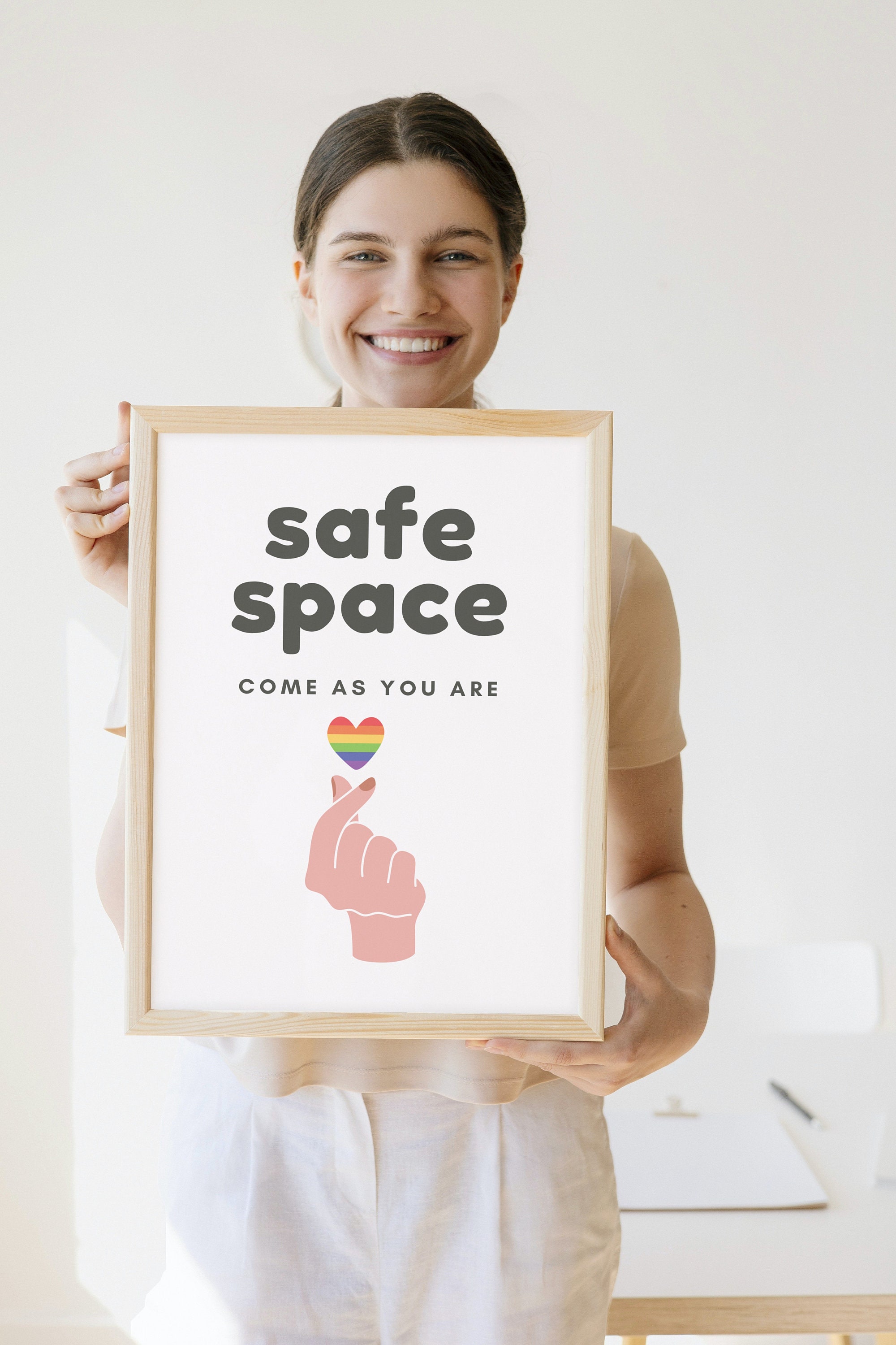 Safe Space Digital Print, Inclusive Print-out Poster, LGBTQ Pride Sign ...