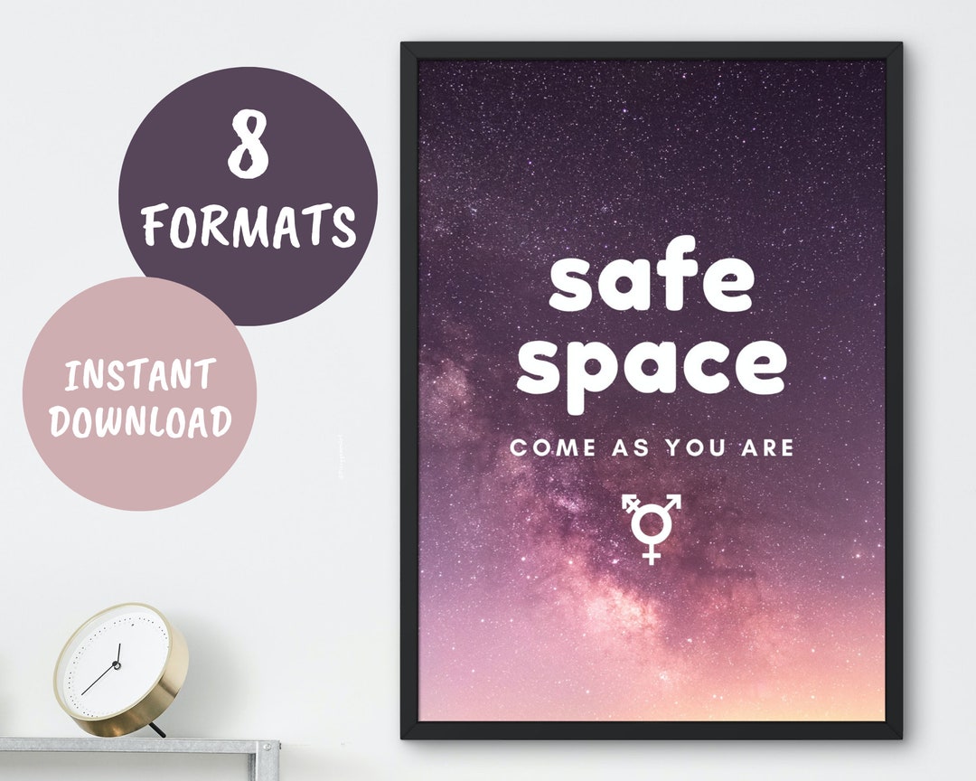 Safe Space Digital Print, Inclusive Print-out Poster, LGBTQ Pride Sign ...