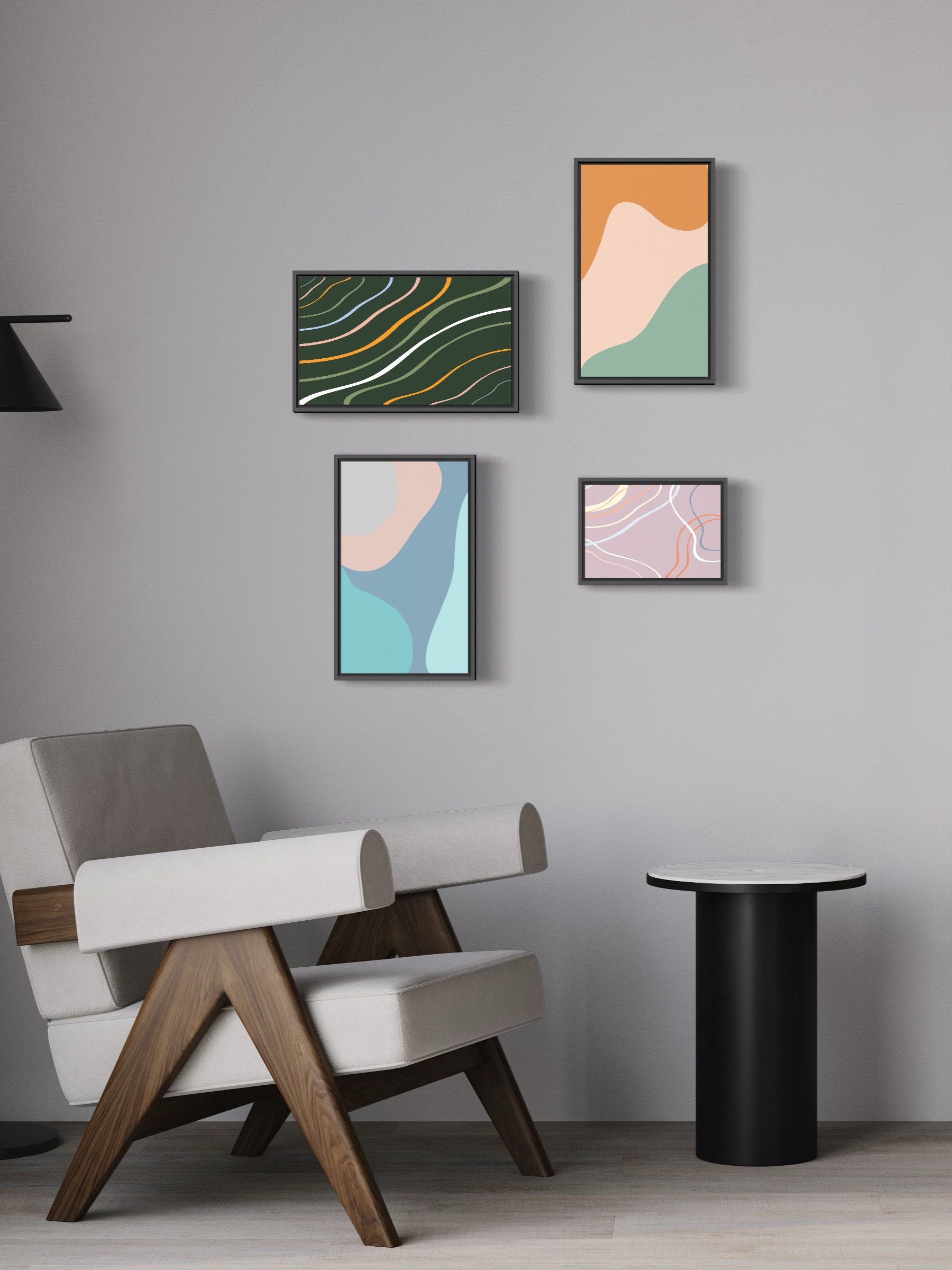 Abstract Mural Art Luxury Mural Art Set of 4 Download - Etsy