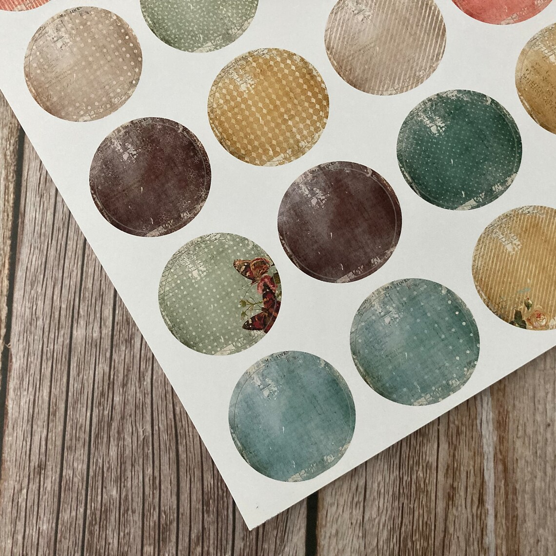 Sticker Sheet Vintage Circles I Round Journal Stickers Planner Paper ...