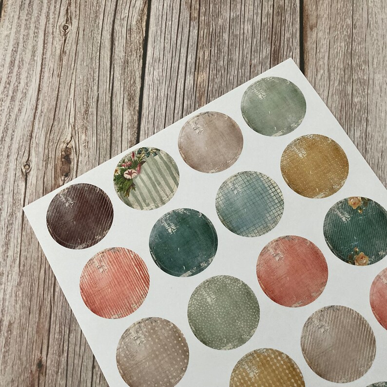 Sticker Sheet Vintage Circles I Round Journal Stickers Planner Paper ...