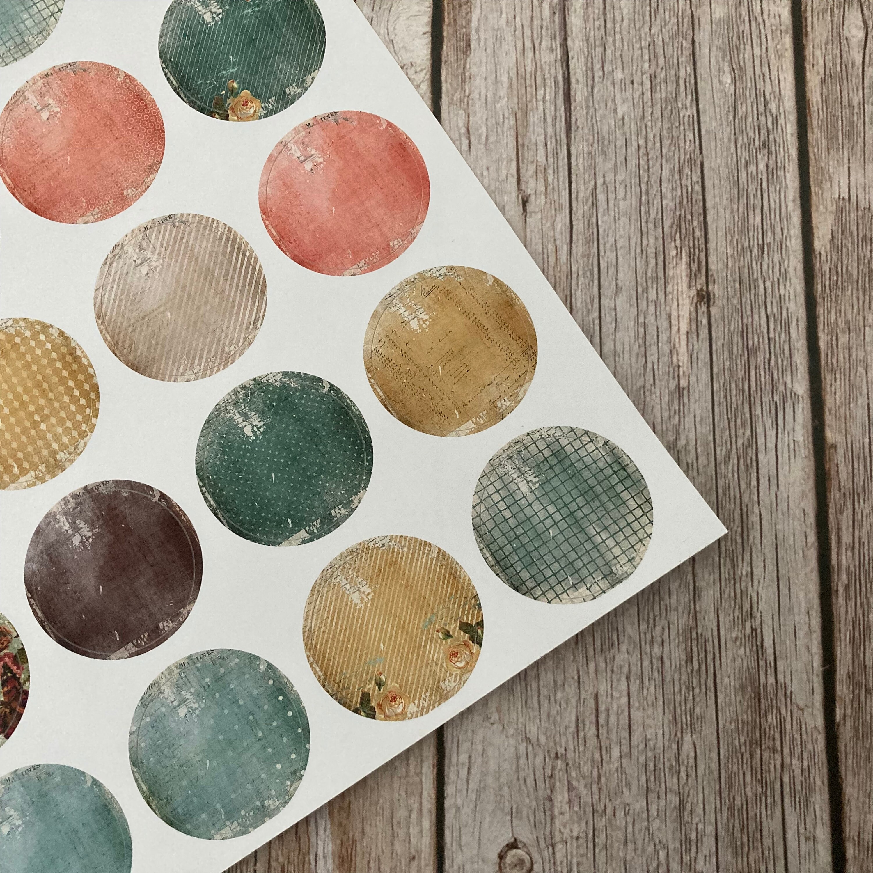 Sticker Sheet Vintage Circles I Round Journal Stickers Planner Paper ...