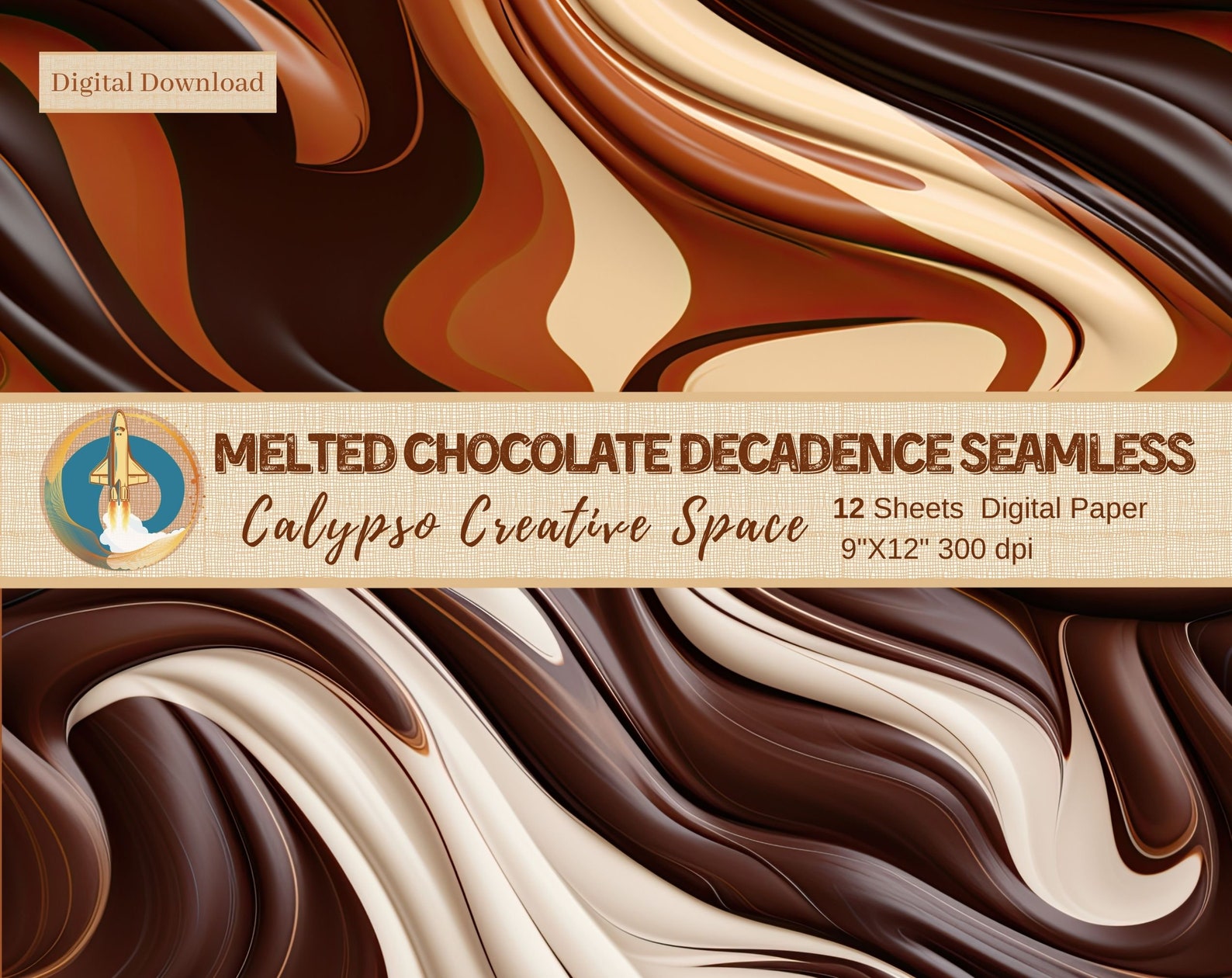 Melted Chocolate Decadence Digital Paper Seamless Paper Background ...