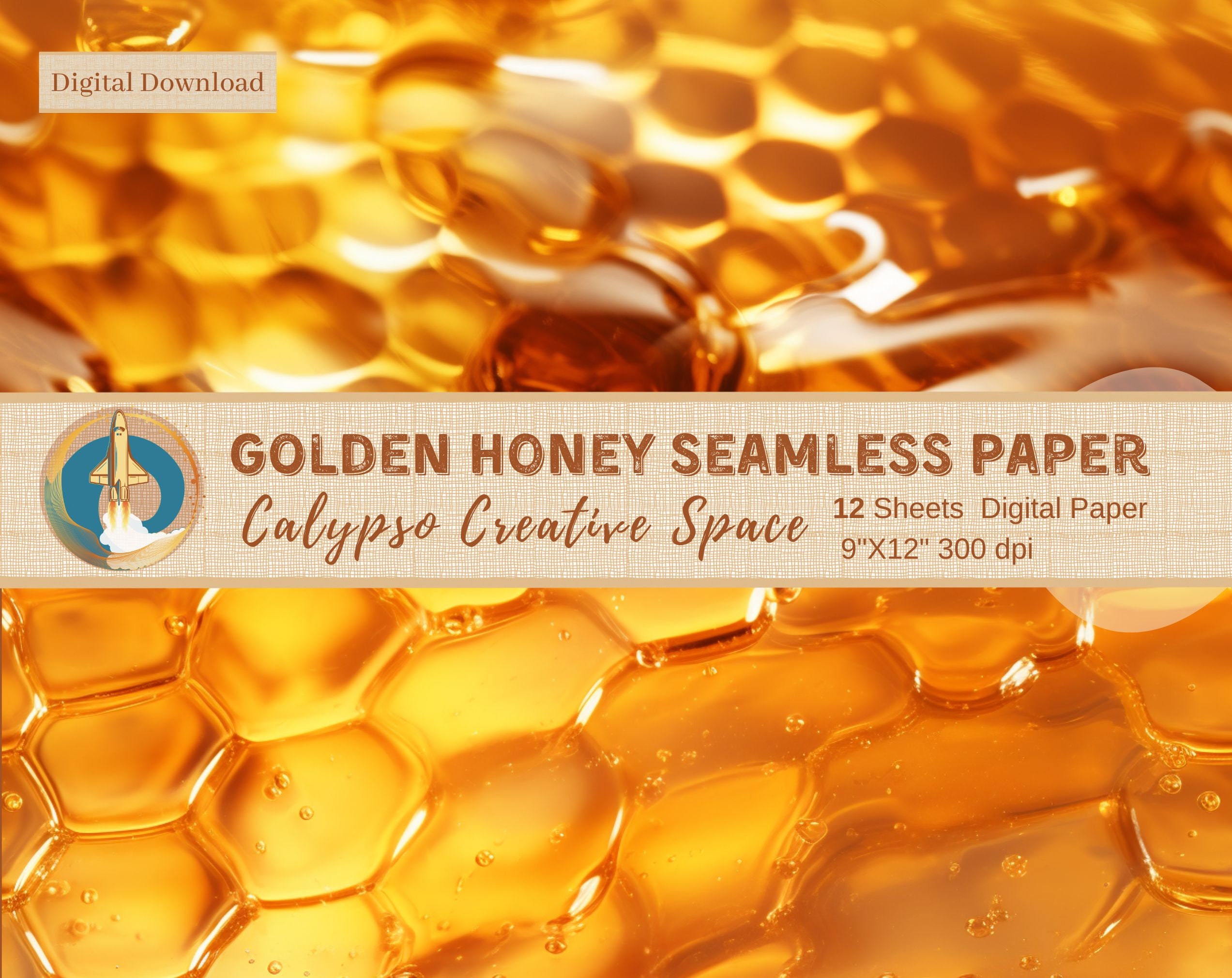 Golden Honey Digital Paper Seamless Paper Background Pattern ...
