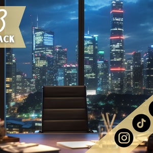 Social Media Virtual Backgrounds Night Cityscape Bundle Live Video Live ...