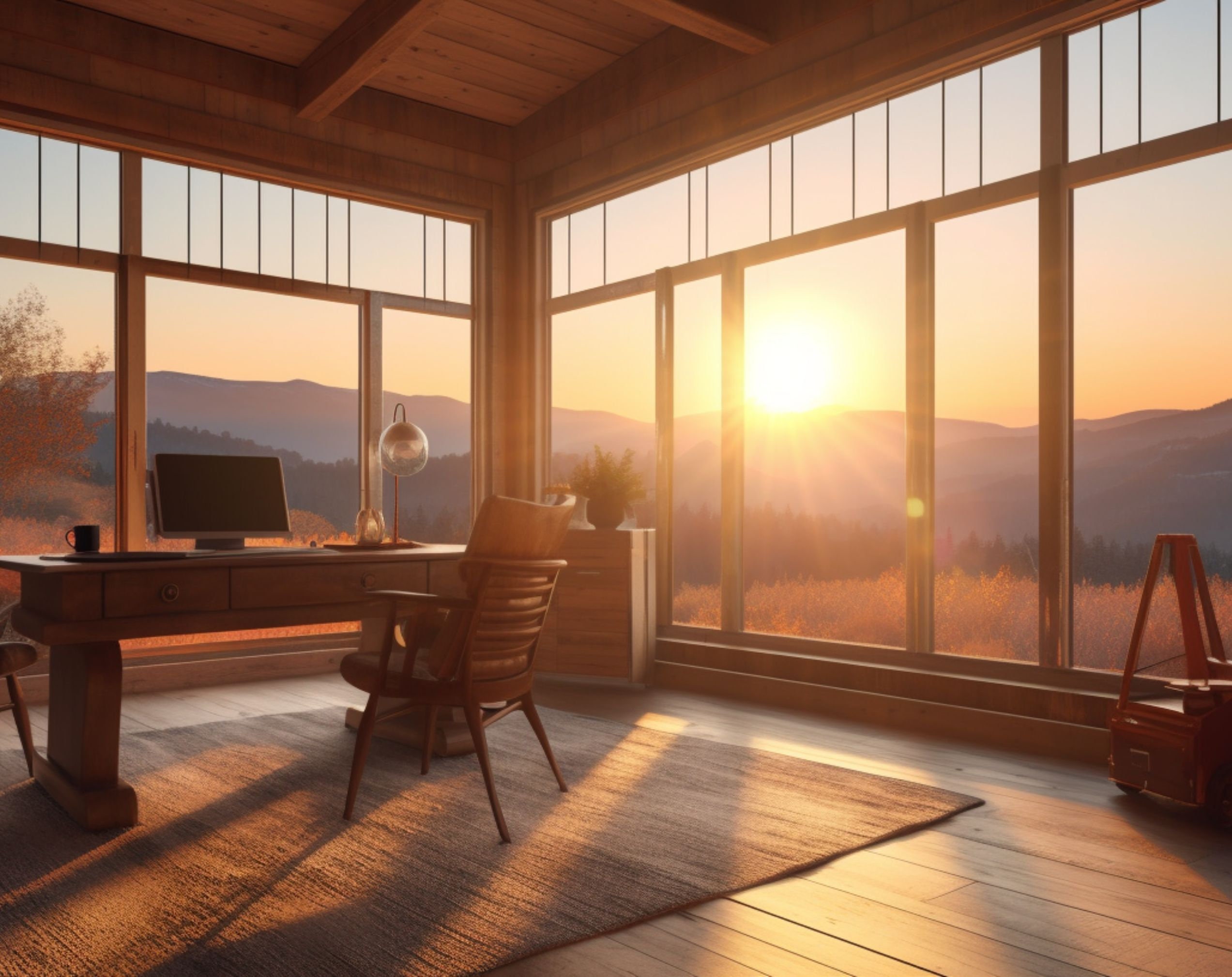 Sunset Mountain View Office II Virtual Background for Zoom Meeting ...