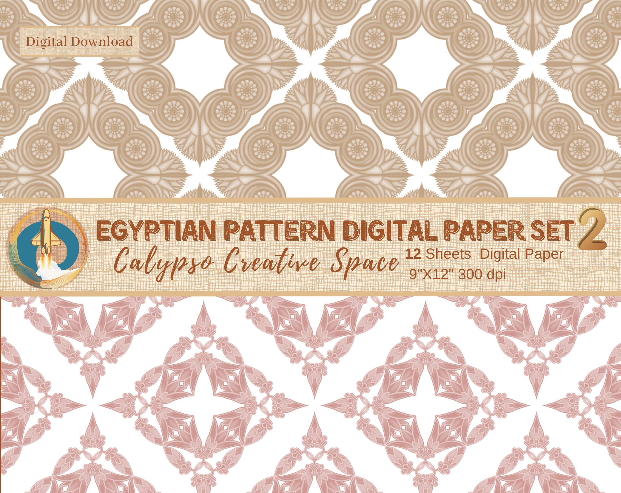 Versatile Egyptian Digital Paper Set 12 Hand-drawn Patterns for Graphic ...