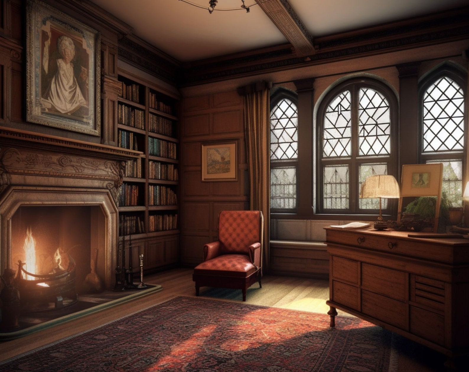 Old English Study III Virtual Background for Zoom Meeting Video ...