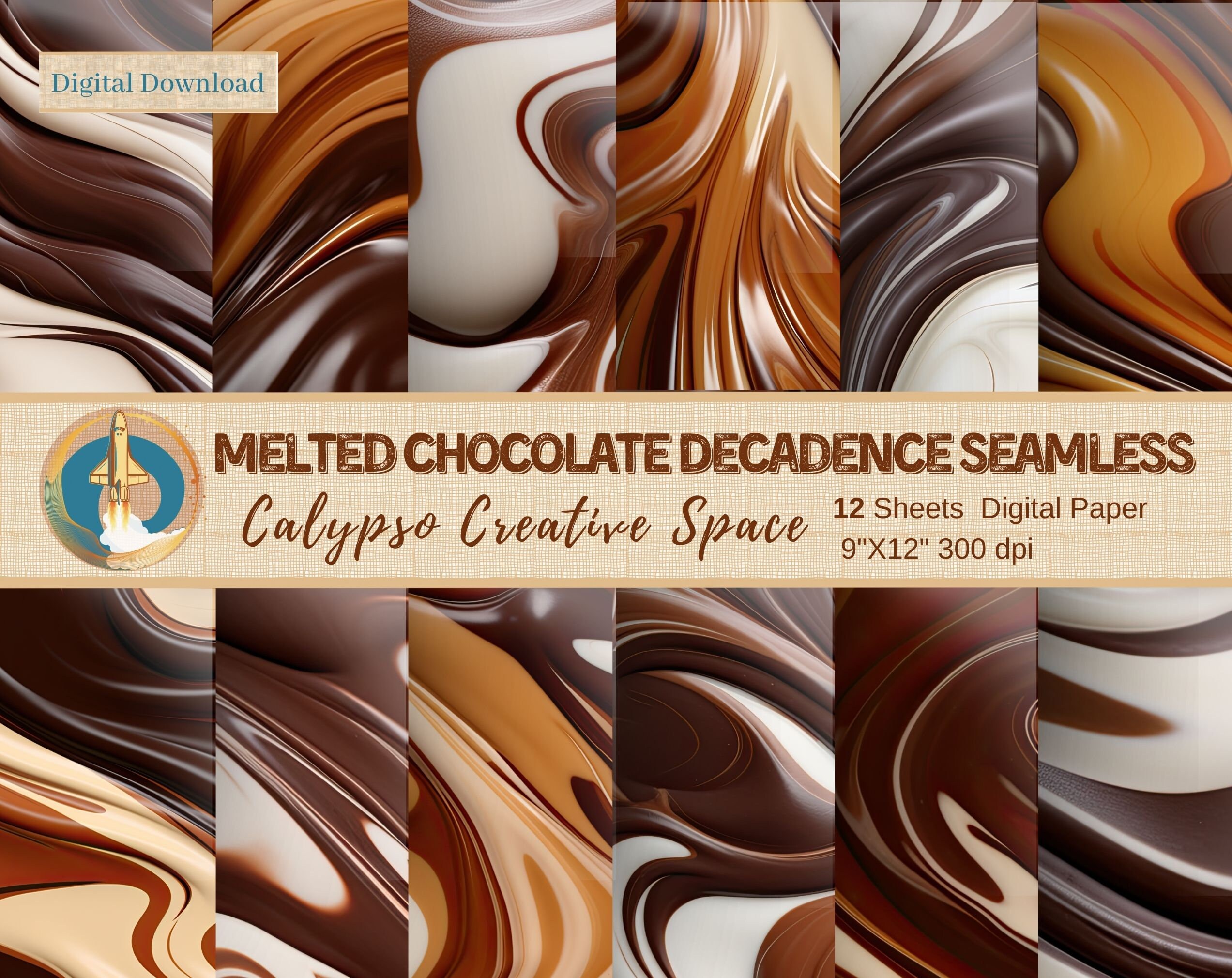 Melted Chocolate Decadence Digital Paper Seamless Paper Background ...