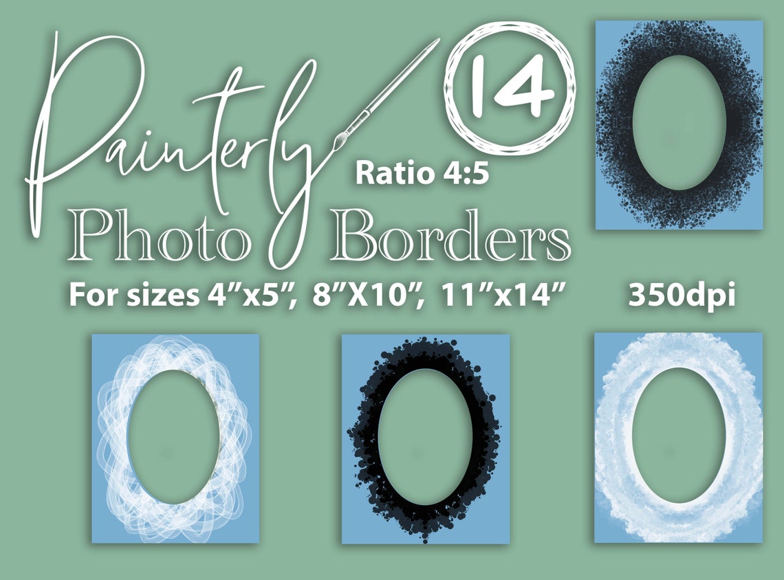Painterly Photo Borders 16 Ratio 4:5 PNG Overlays With 6 - Etsy