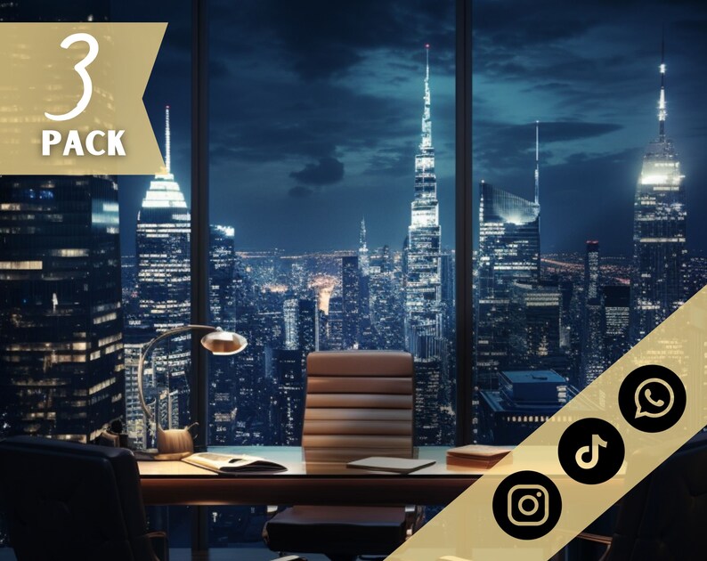 Social Media Virtual Backgrounds Night Cityscape Bundle Live Video Live ...