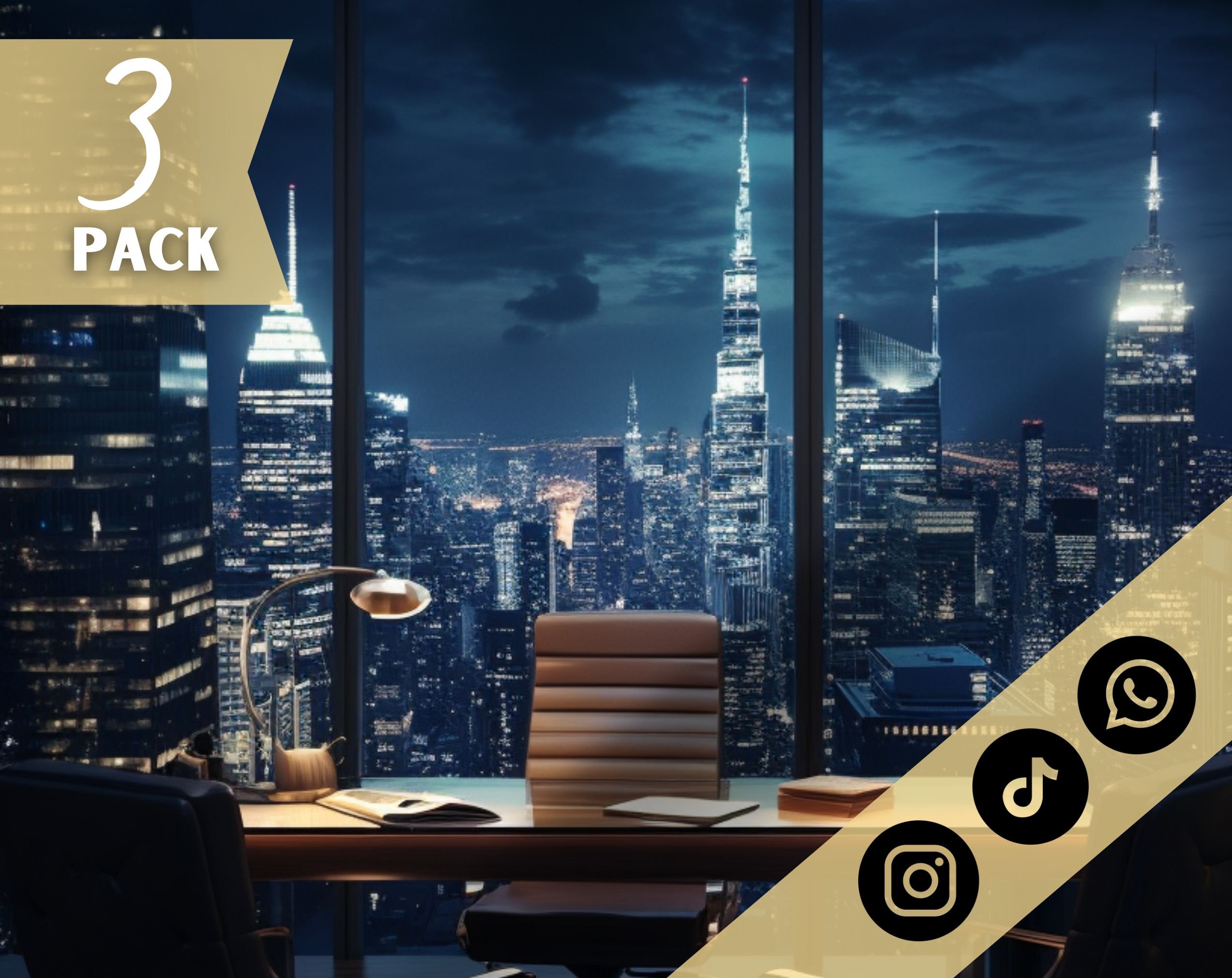 Social Media Virtual Backgrounds Night Cityscape Bundle Live Video Live ...