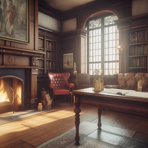 Old English Study Virtual Background for Zoom Meeting Video Conferences ...