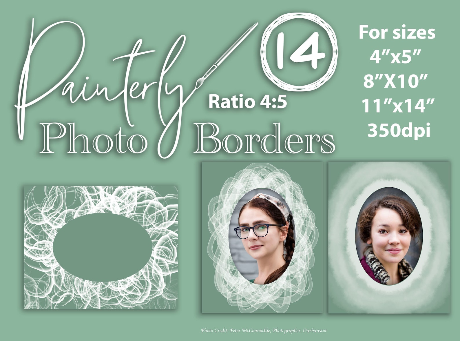 Painterly Photo Borders (16) Ratio 4:5 PNG Overlays With 6 Color ...