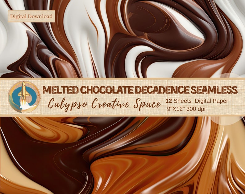 Melted Chocolate Decadence Digital Paper Seamless Paper Background ...